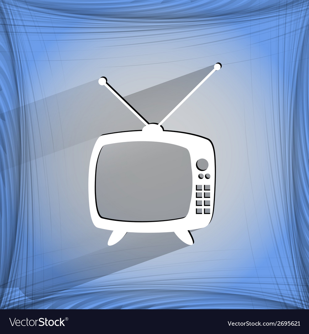 Retro tv flat modern web button Royalty Free Vector Image
