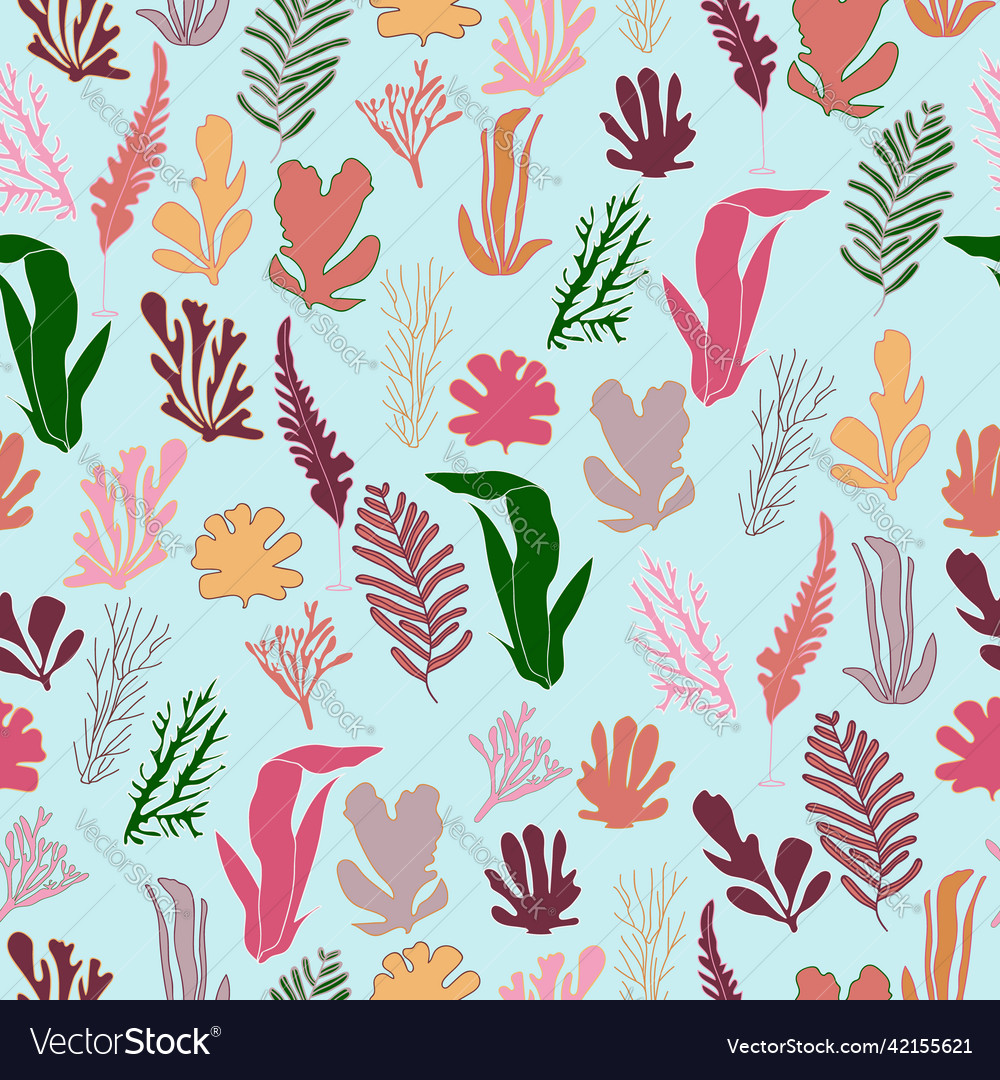 Seaweed seamless pattern Royalty Free Vector Image