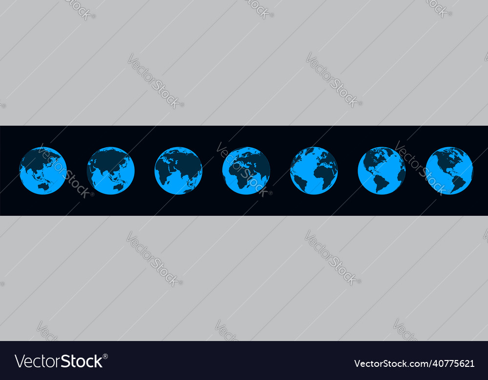 Set of earth globes continents on globe Royalty Free Vector