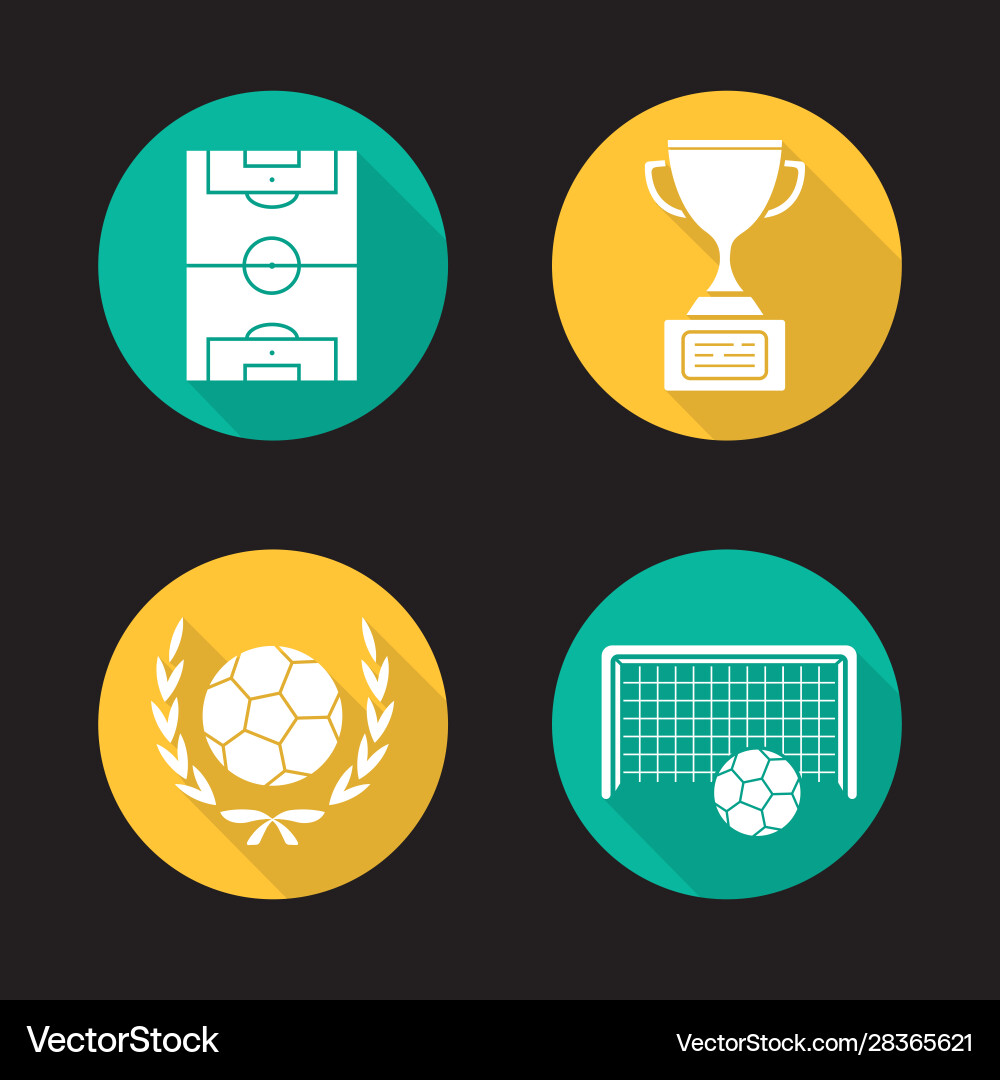 Soccer championship flat design long shadow icons Vector Image