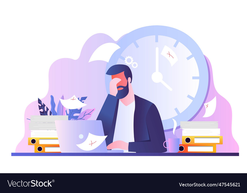 Work problem concept man covers his head Vector Image