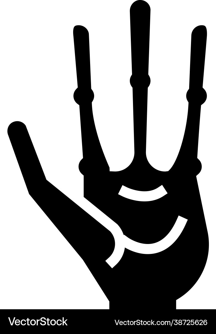 Alien hand with four fingers glyph icon Royalty Free Vector