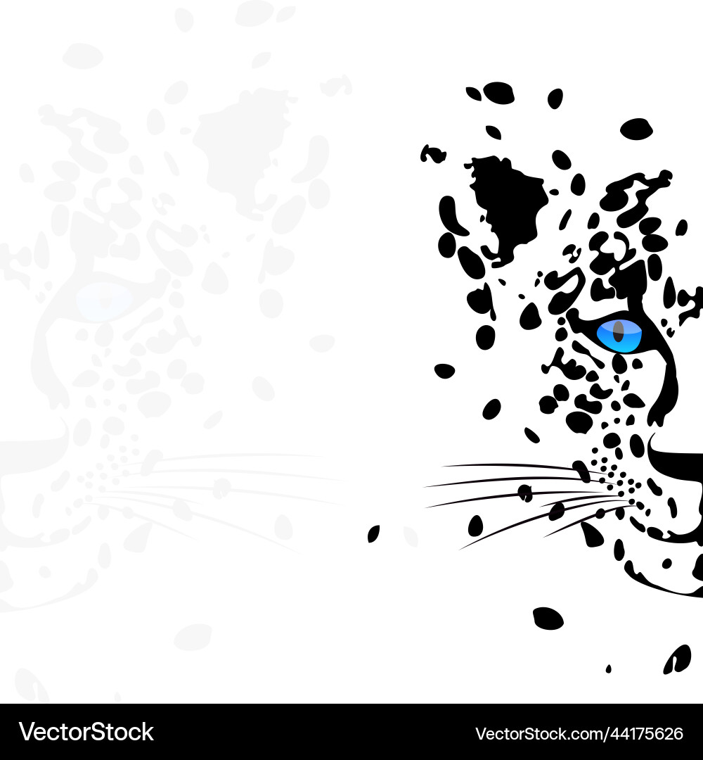 Black and white leopard head smile snow leopard Vector Image