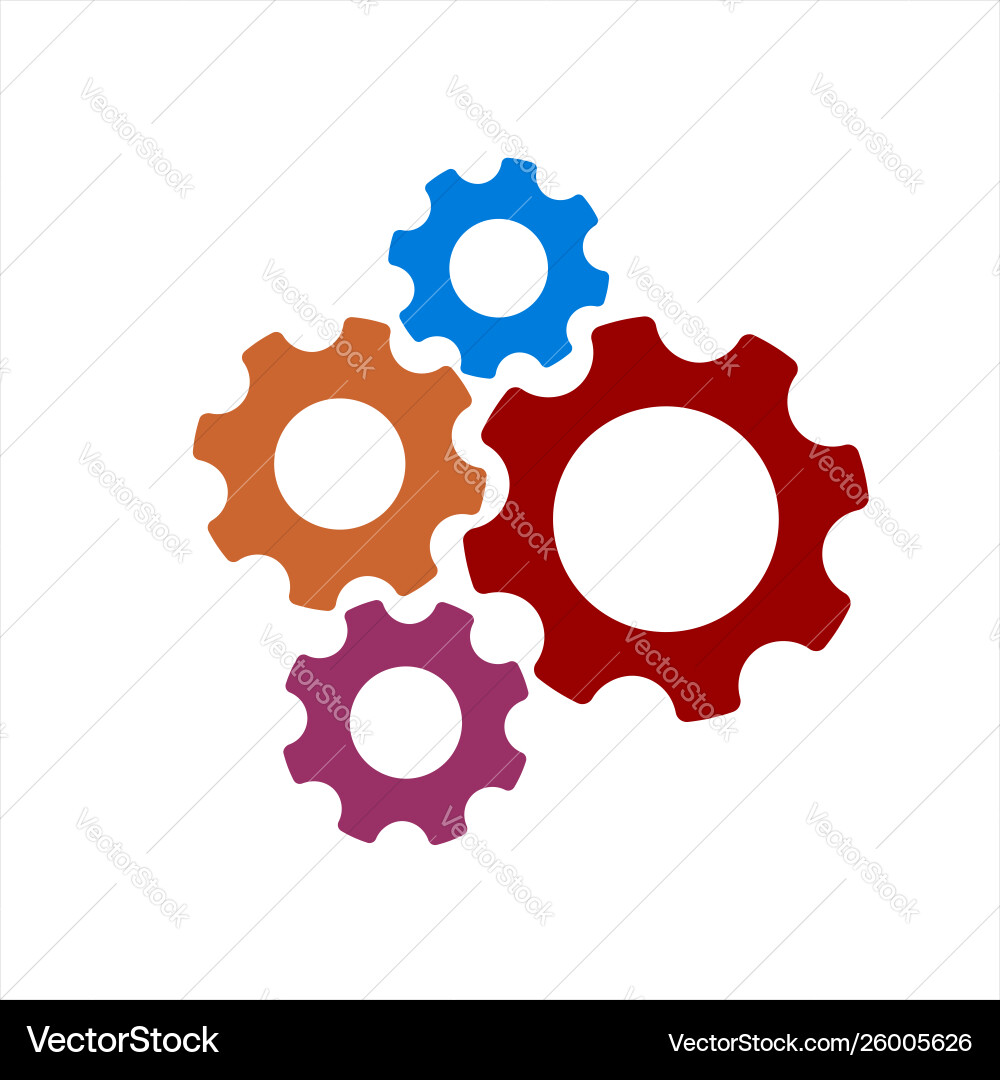 Colorful gear icon and logo Royalty Free Vector Image