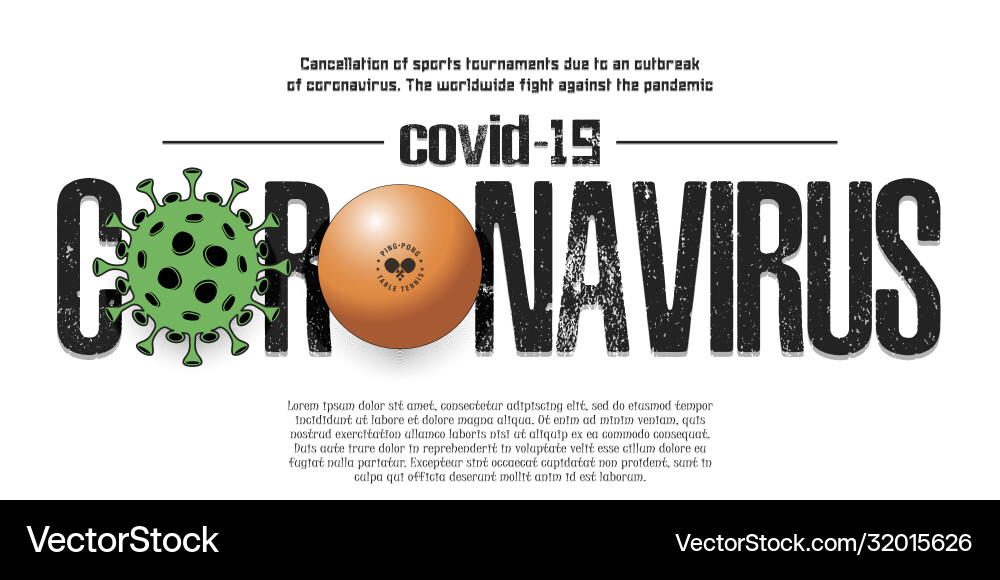 Coronavirus sign with ping-pong ball Royalty Free Vector