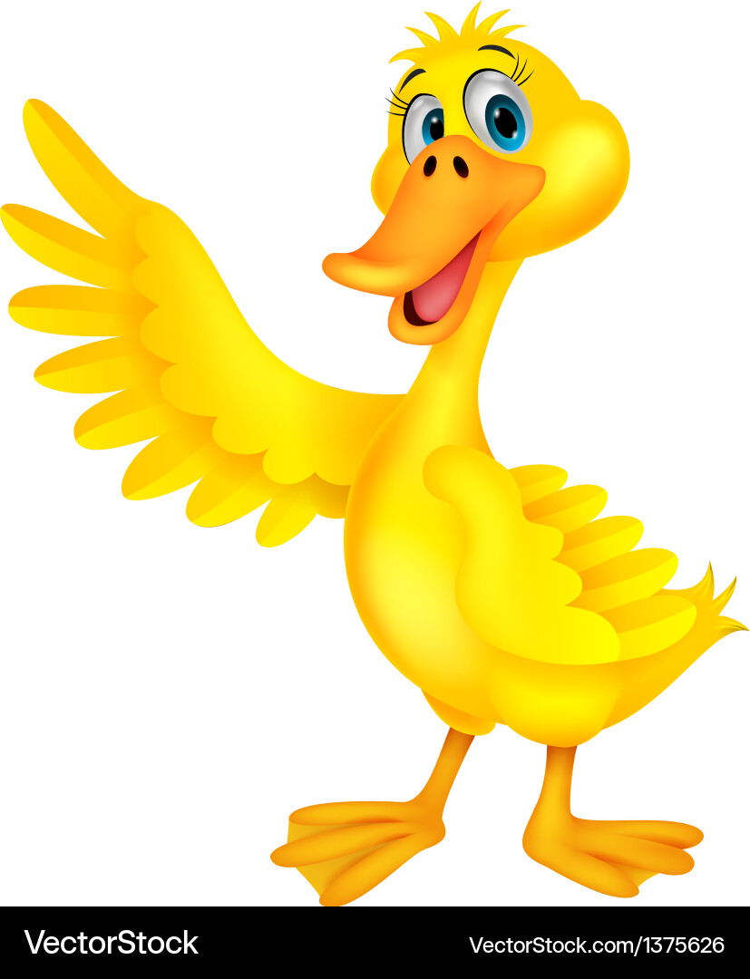 Cute duck cartoon waving Royalty Free Vector Image