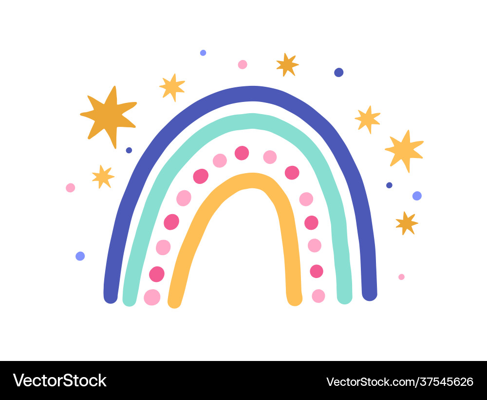 Cute funny magic rainbow with stars isolated Vector Image