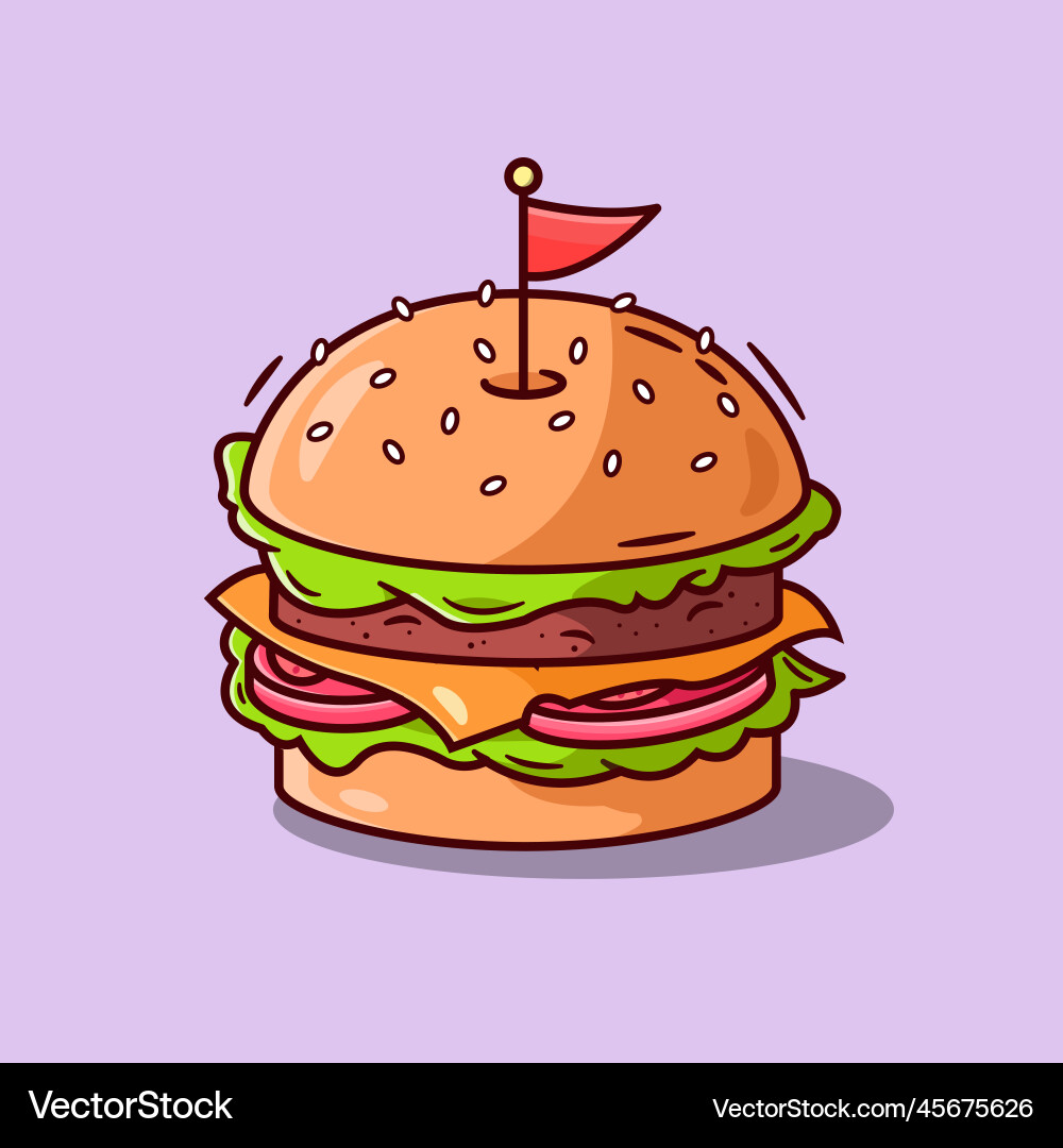Delicious Burger Cartoon Royalty Free Vector Image