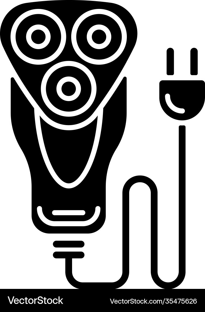 Electric shaver black glyph icon Royalty Free Vector Image