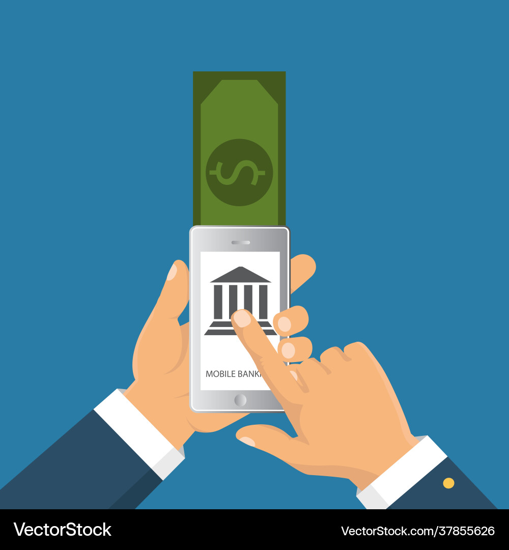 Flat cartoon style send money via Royalty Free Vector Image