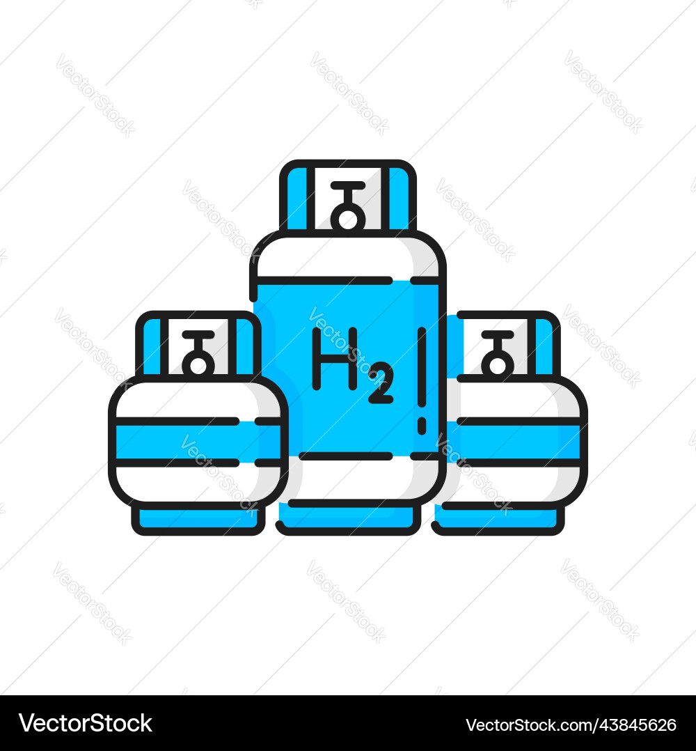 Hydrogen h2 storage cylinder color line icon Vector Image