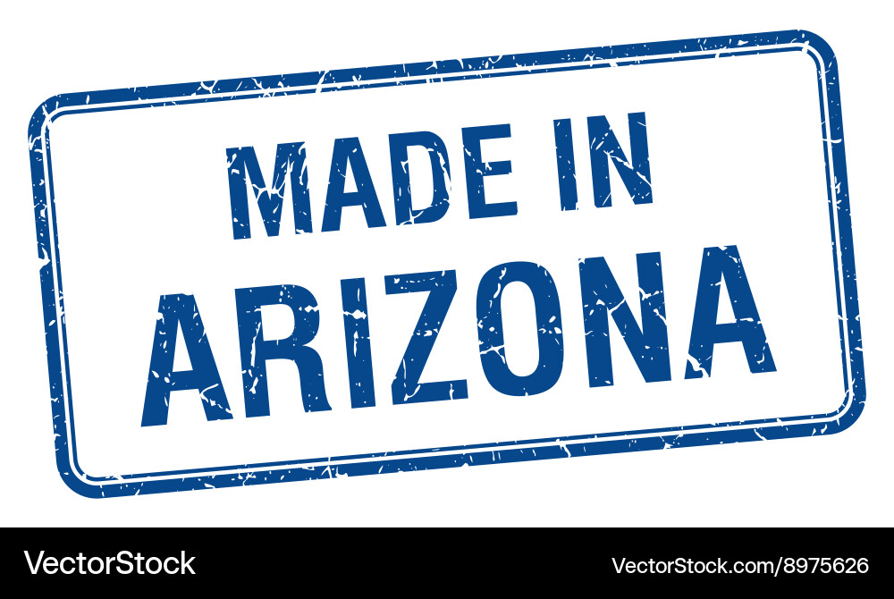 Made in arizona blue square isolated stamp Vector Image