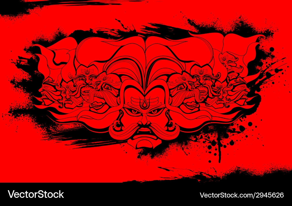 Ravana Dussehra - Ten-Headed Demon Royalty Free Vector Image