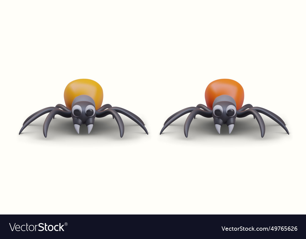Realistic Spiders With Sharp Fangs Predatory Vector Image