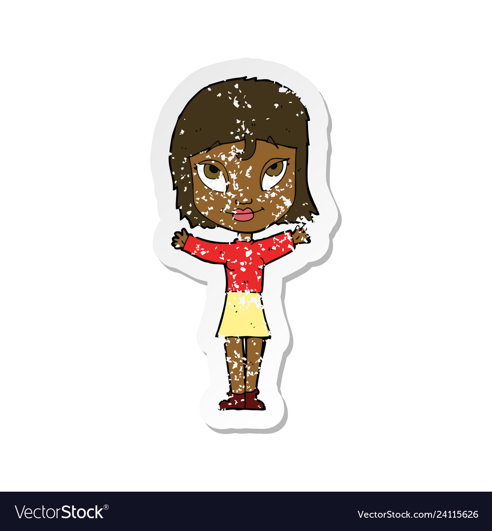 Retro distressed sticker a cartoon woman Vector Image