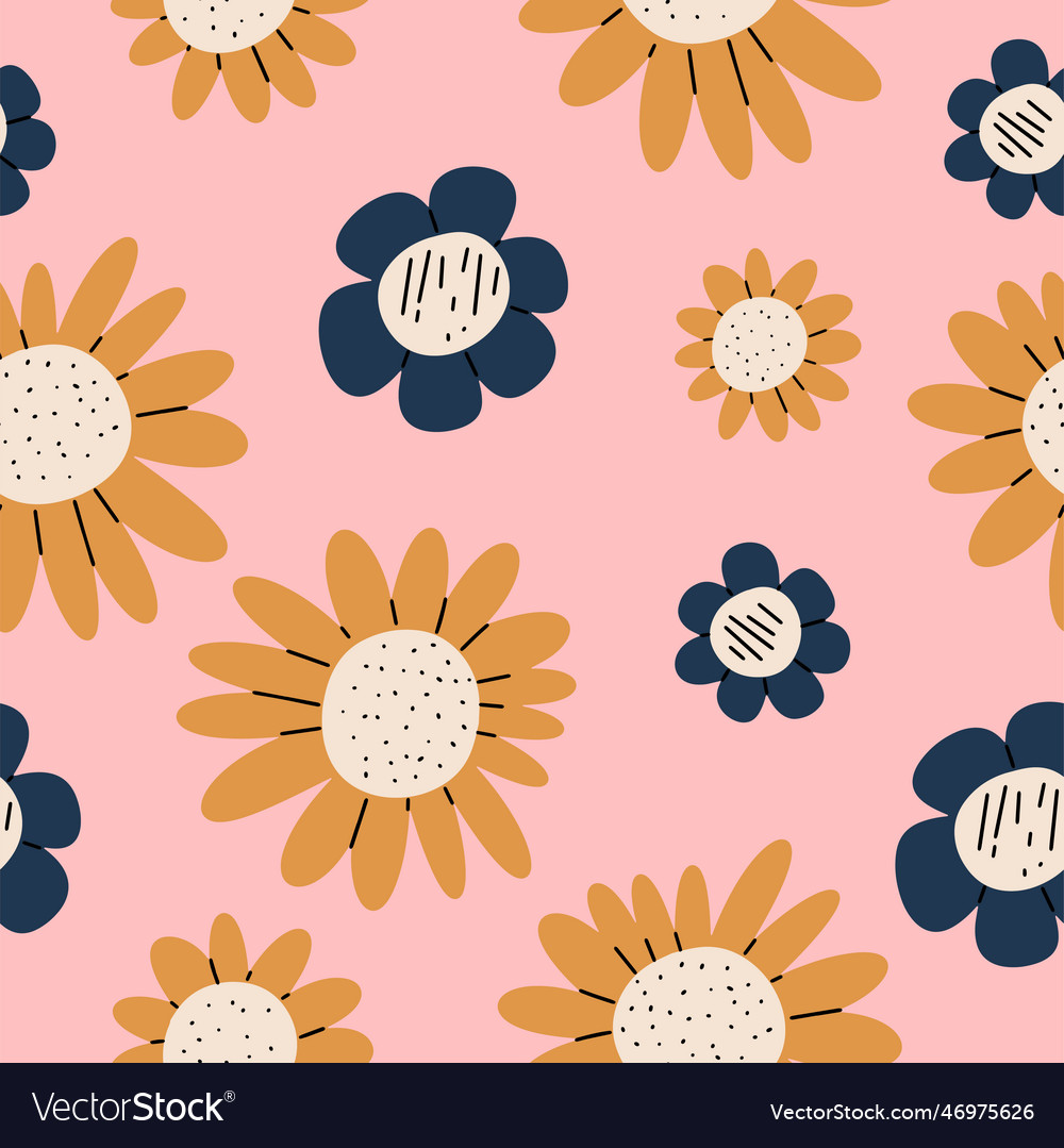 Seamless pattern with abstract flowers Royalty Free Vector