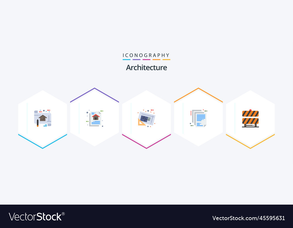 Architecture 25 flat icon pack including Vector Image