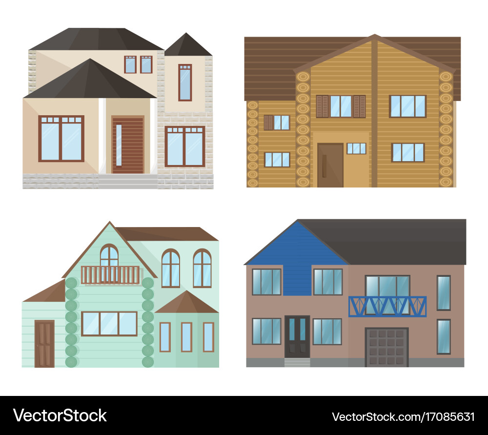 Buildings houses facade architecture modern flat Vector Image