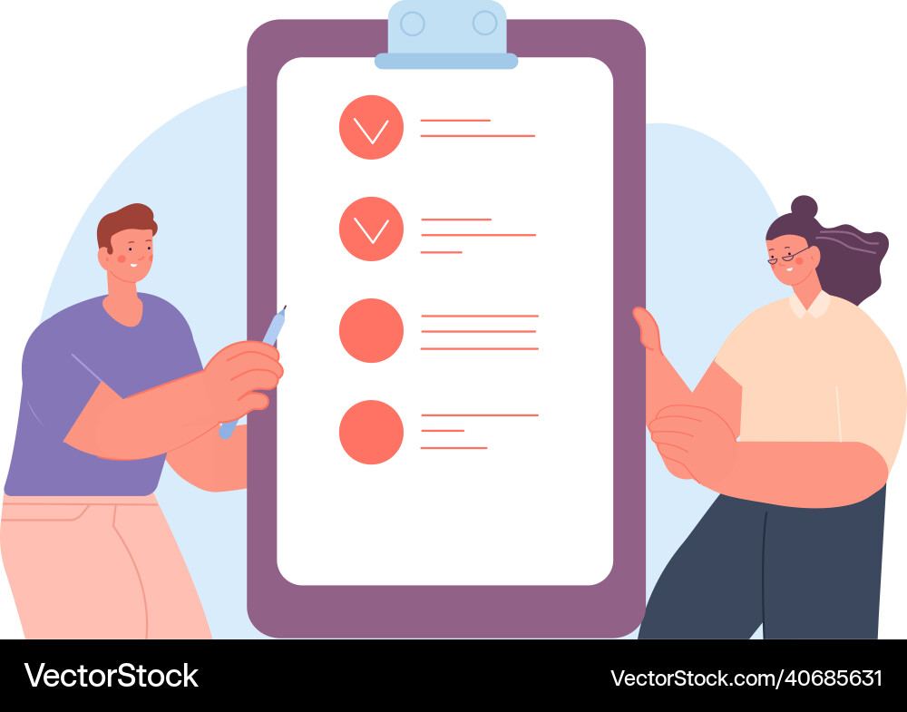Business checklist time management people Vector Image