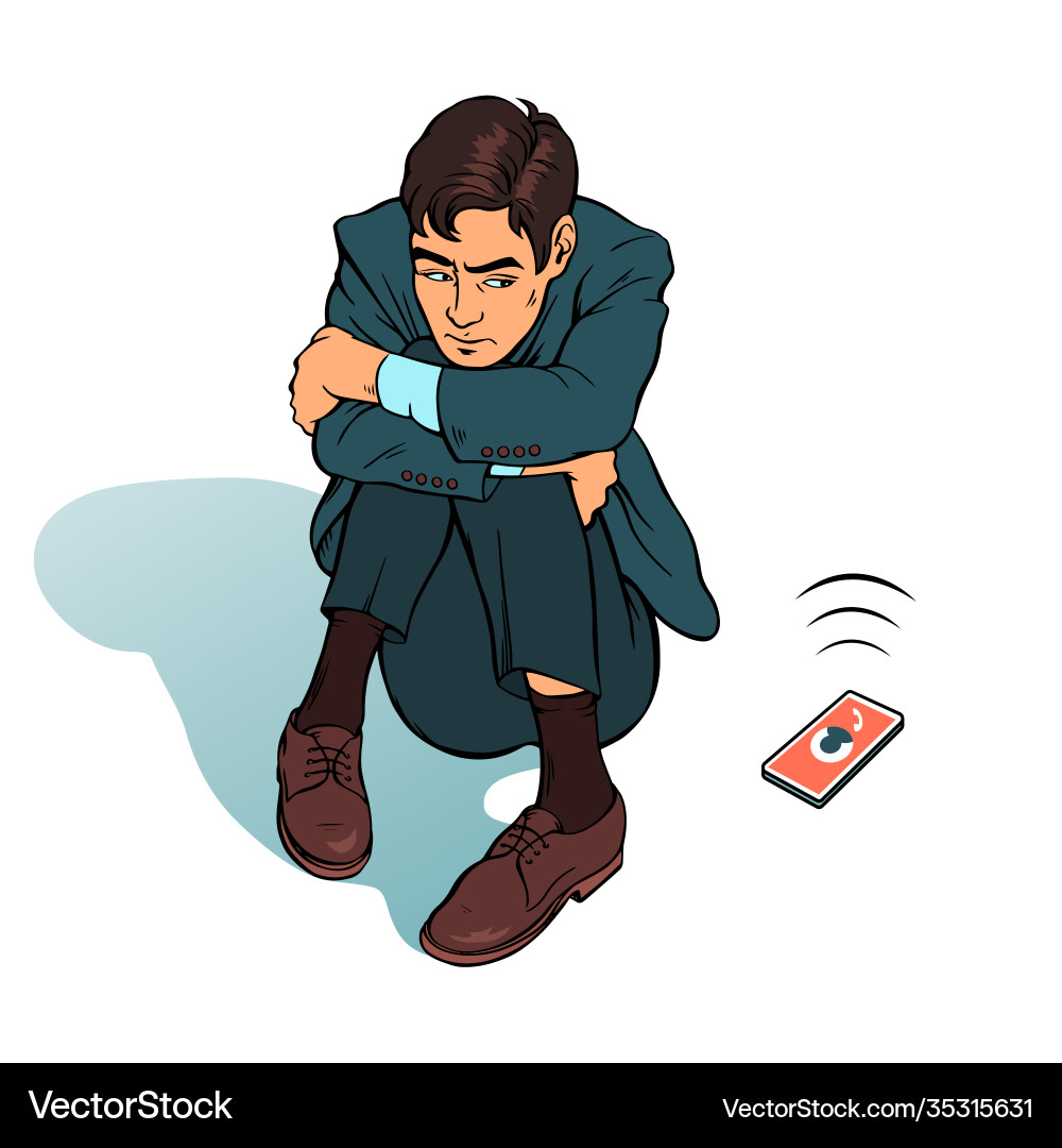 Businessman does not want to answer call Vector Image