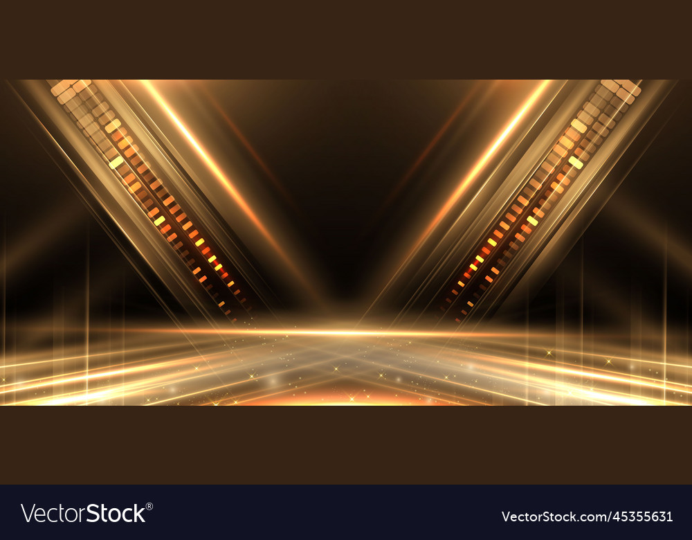 Elegant golden stage diagonal glowing Royalty Free Vector Elegant golden stage diagonal glowing Royalty Free Vector