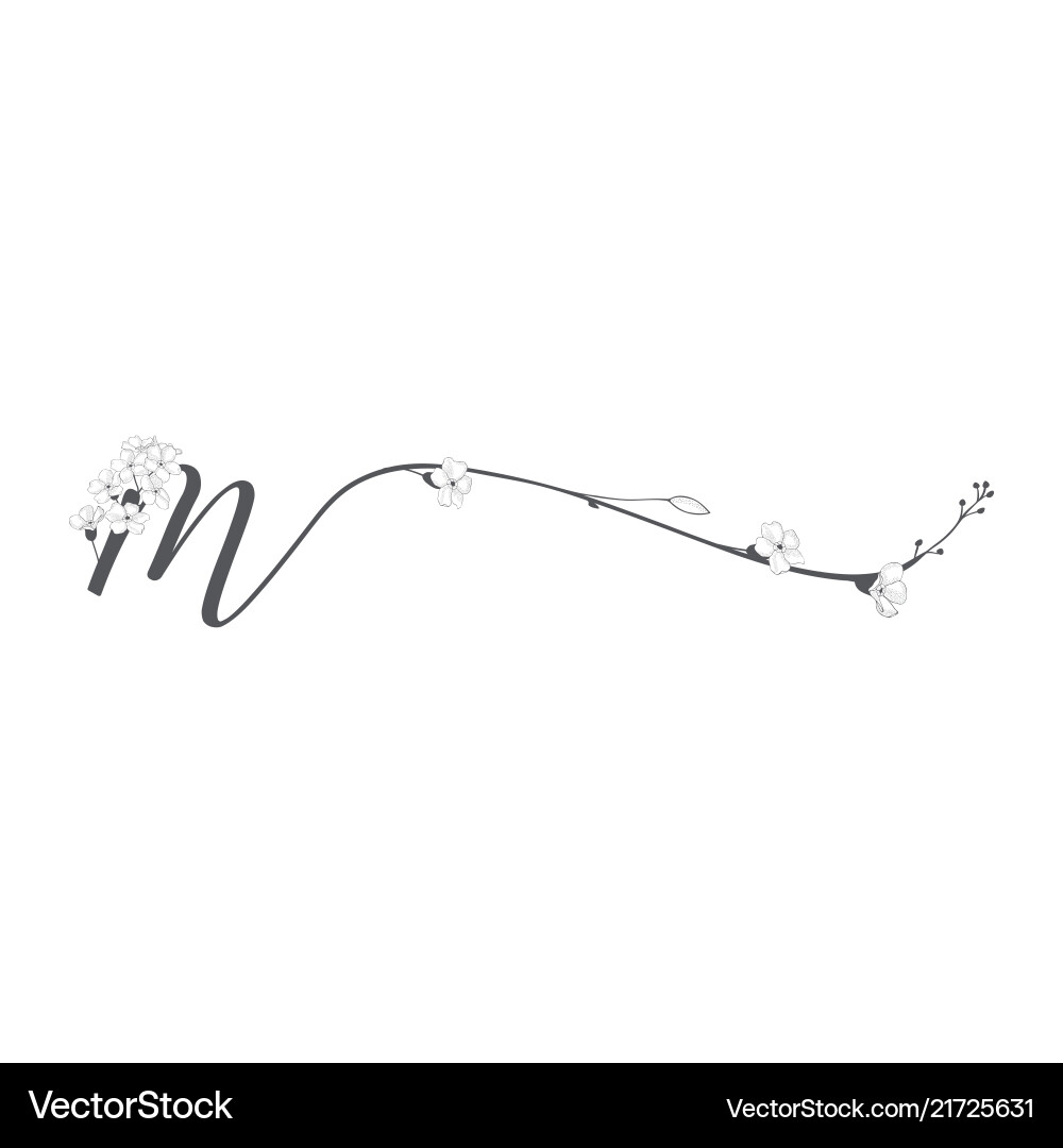 Hand drawn floral m monogram and logo Royalty Free Vector
