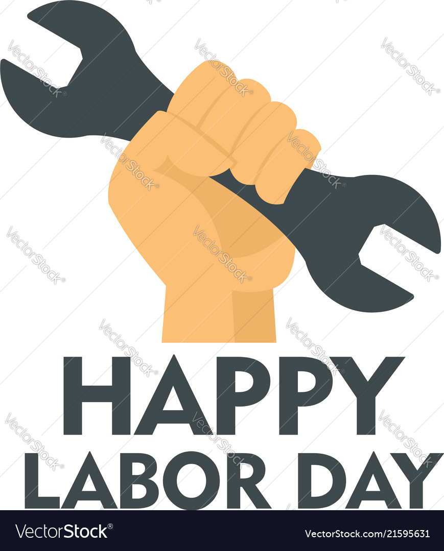 Happy Labor Day Key In Hand Logo Icon Flat Style Vector Image