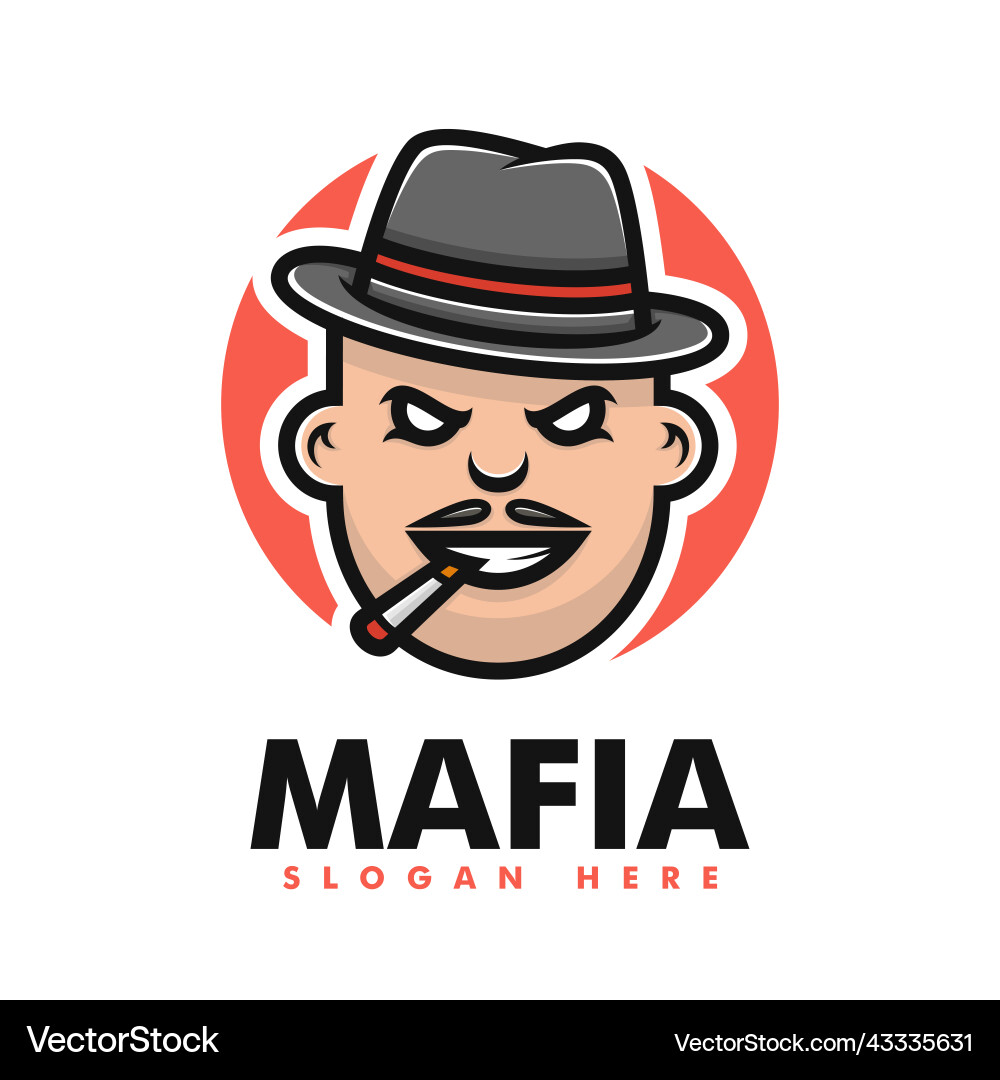 Logo mafia mascot cartoon style Royalty Free Vector Image