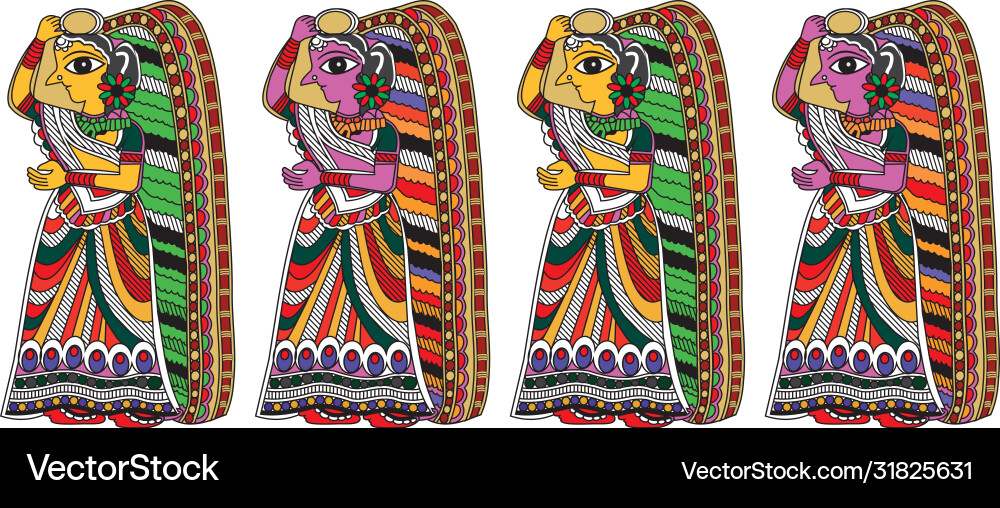 Madhubani woman Royalty Free Vector Image - VectorStock