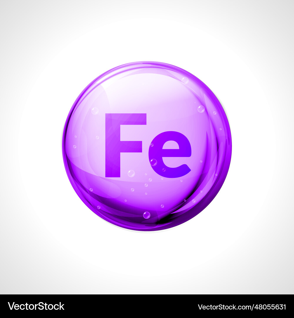 Mineral ferrum shining pill capcule icon fe iron Vector Image