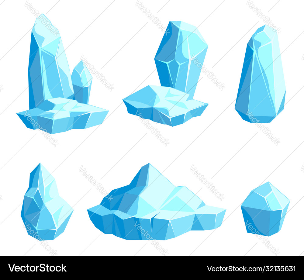 Set pieces and crystals ice icebergs Royalty Free Vector