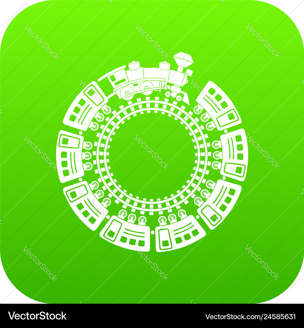 Train and round railway icon green Royalty Free Vector Image