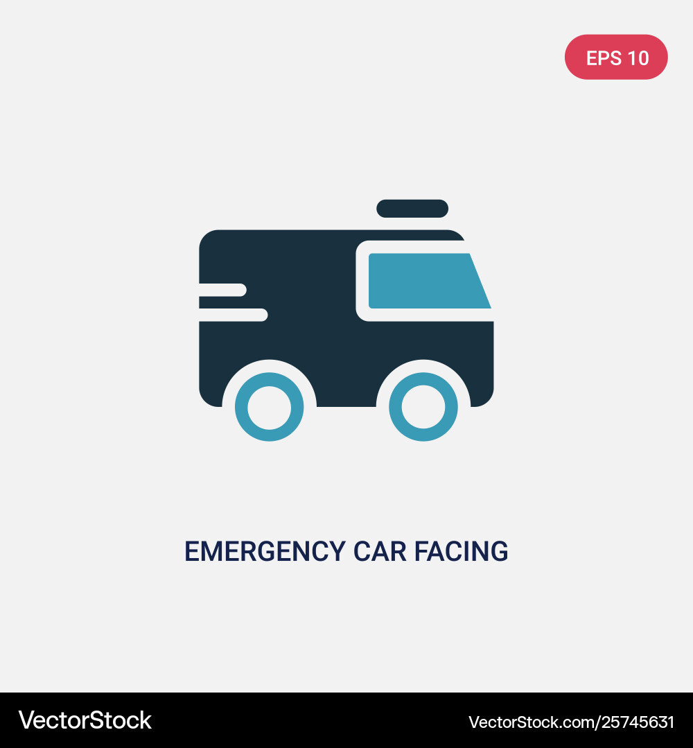 Two color emergency car facing right icon from Vector Image