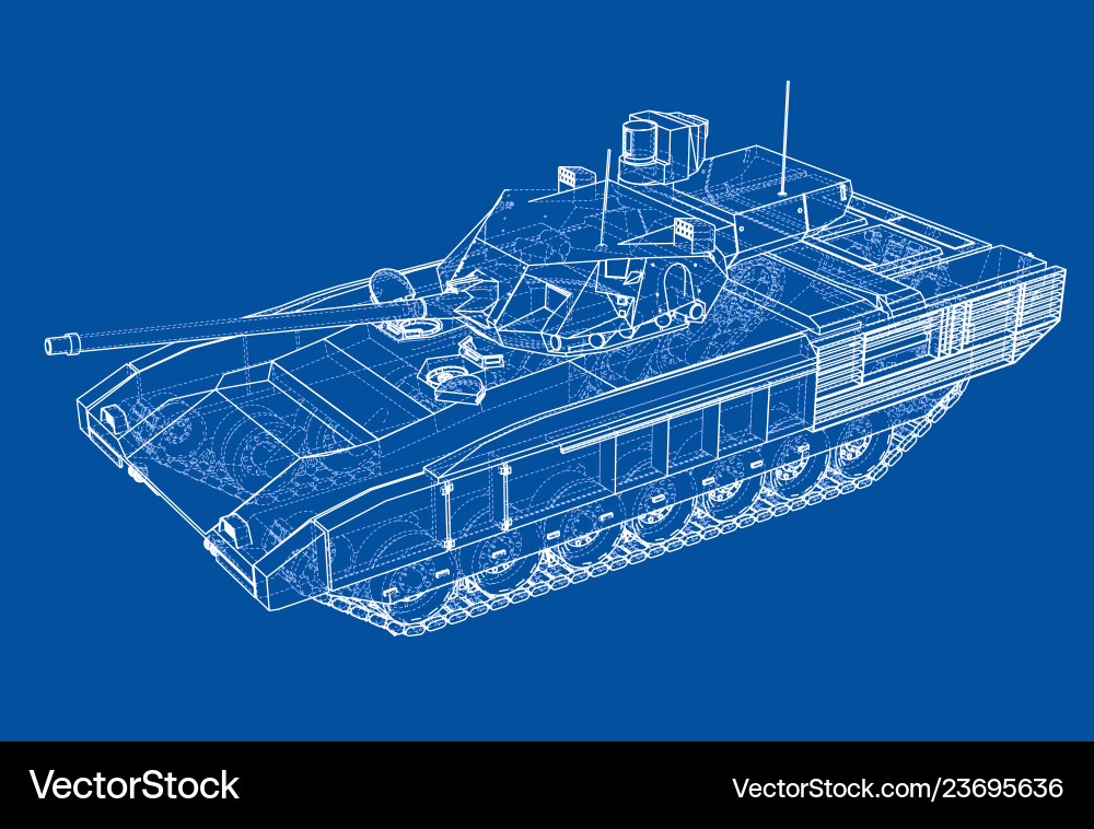 Blueprint of realistic tank Royalty Free Vector Image