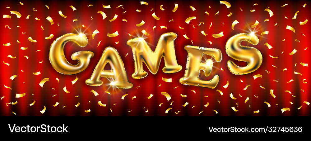 Gold balloons games for store banners Royalty Free Vector
