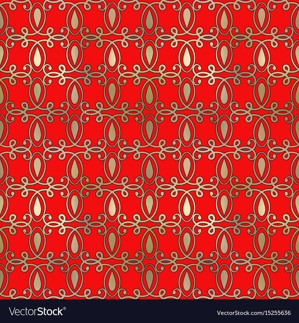 Gold seamless pattern on a red background Vector Image