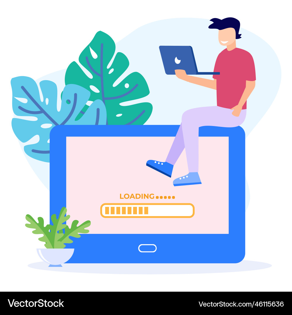 Graphic cartoon character of loading Royalty Free Vector