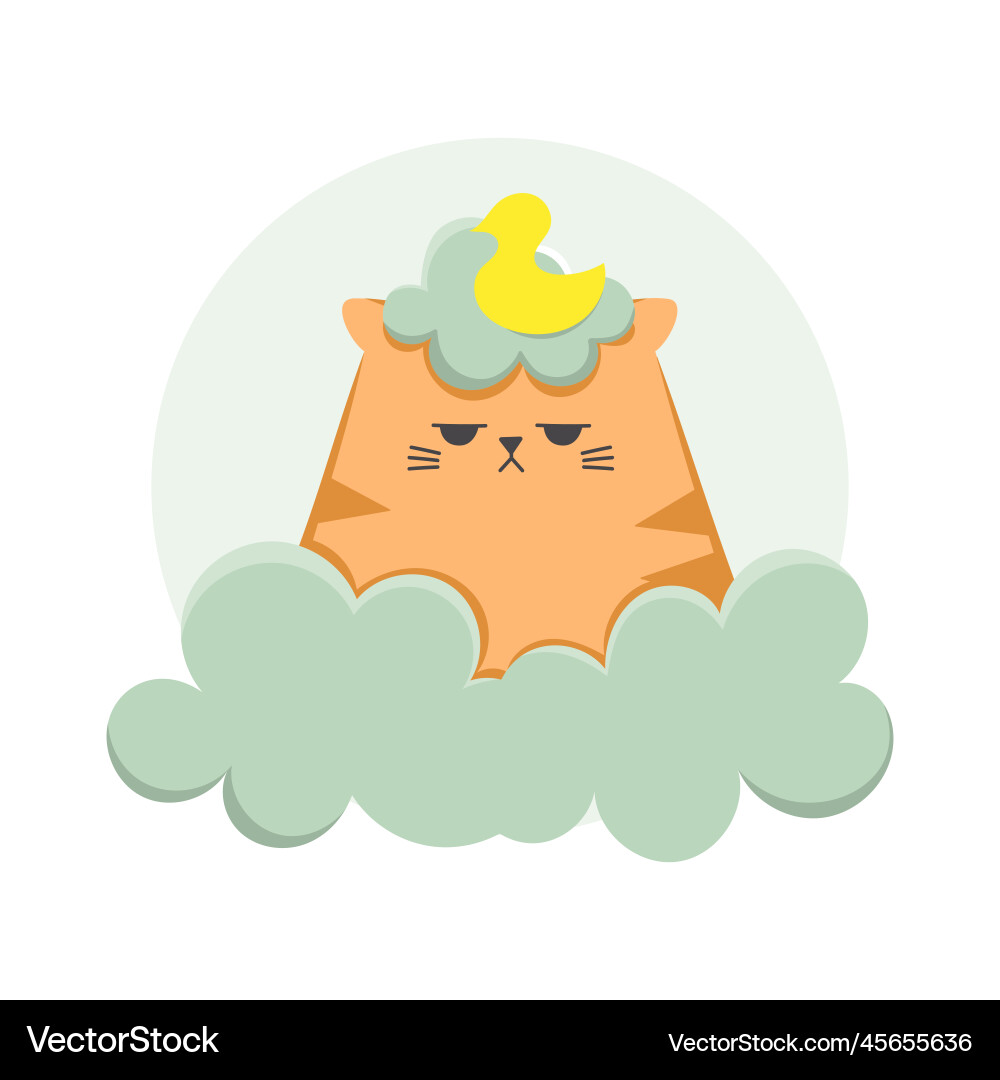 Grumpy ginger cat in the bathtub sits in the Vector Image
