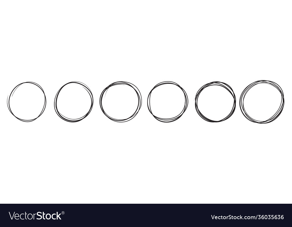 Hand drawn sketch lines round scribble frames Vector Image