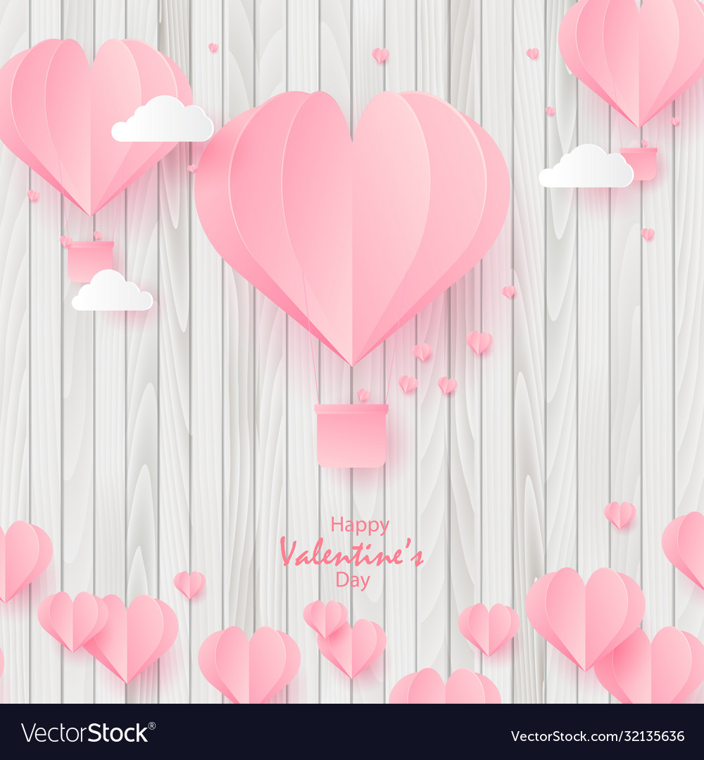 Happy valentines day greetings card with paper Vector Image