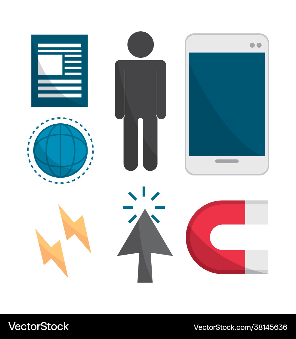 Inbound marketing collection icons Royalty Free Vector Image