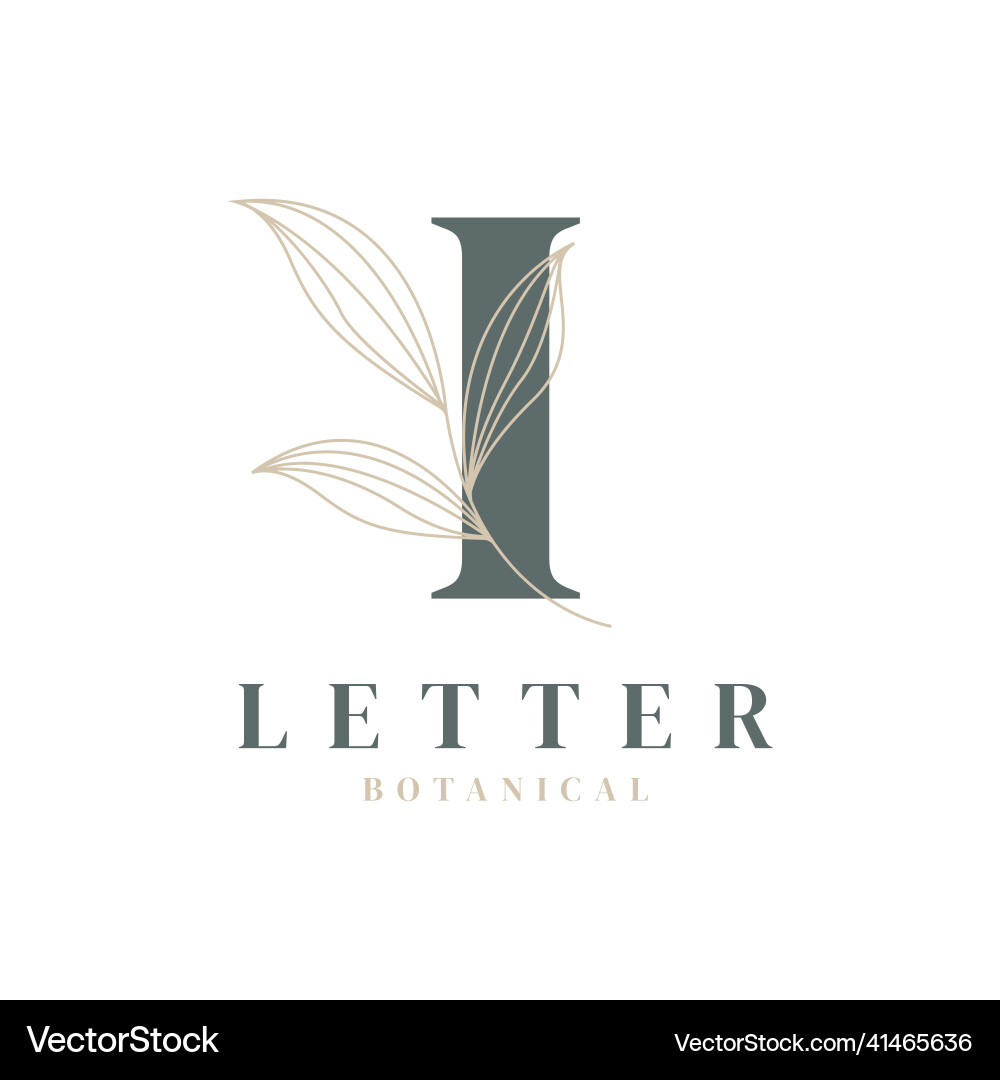 Initial letter i floral and botanical logo nature Vector Image