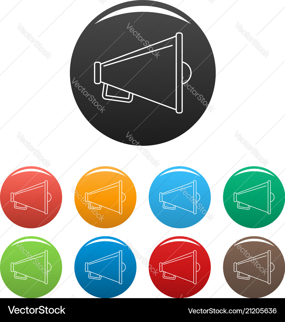 Loudspeaker icons set color Royalty Free Vector Image