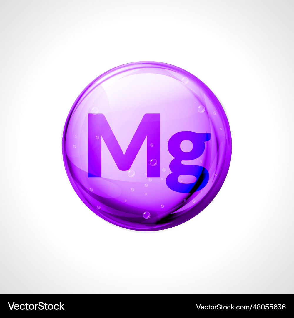 Magnesium mineral icon 3d glossy drop pill Vector Image
