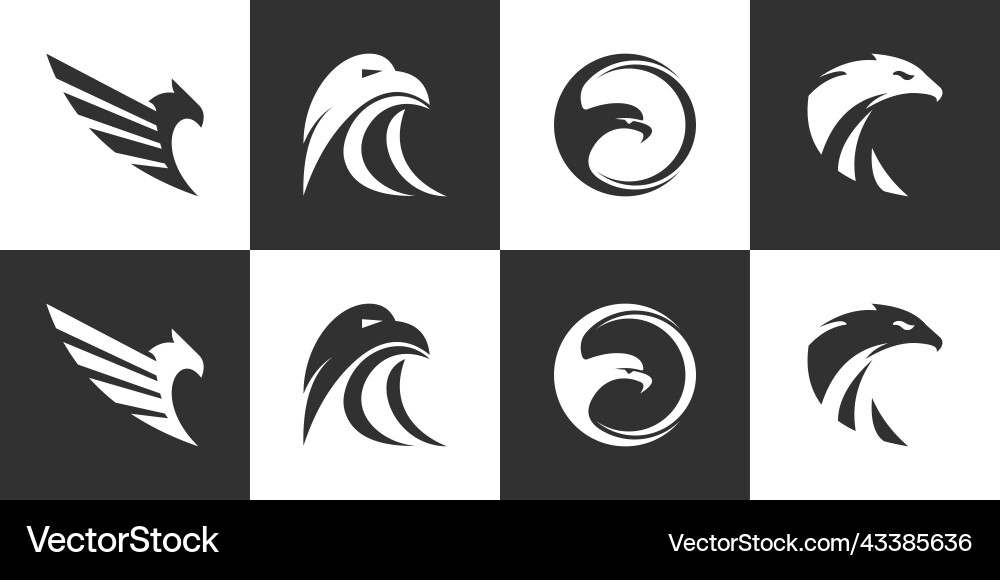 Set of falcon logo design Royalty Free Vector Image