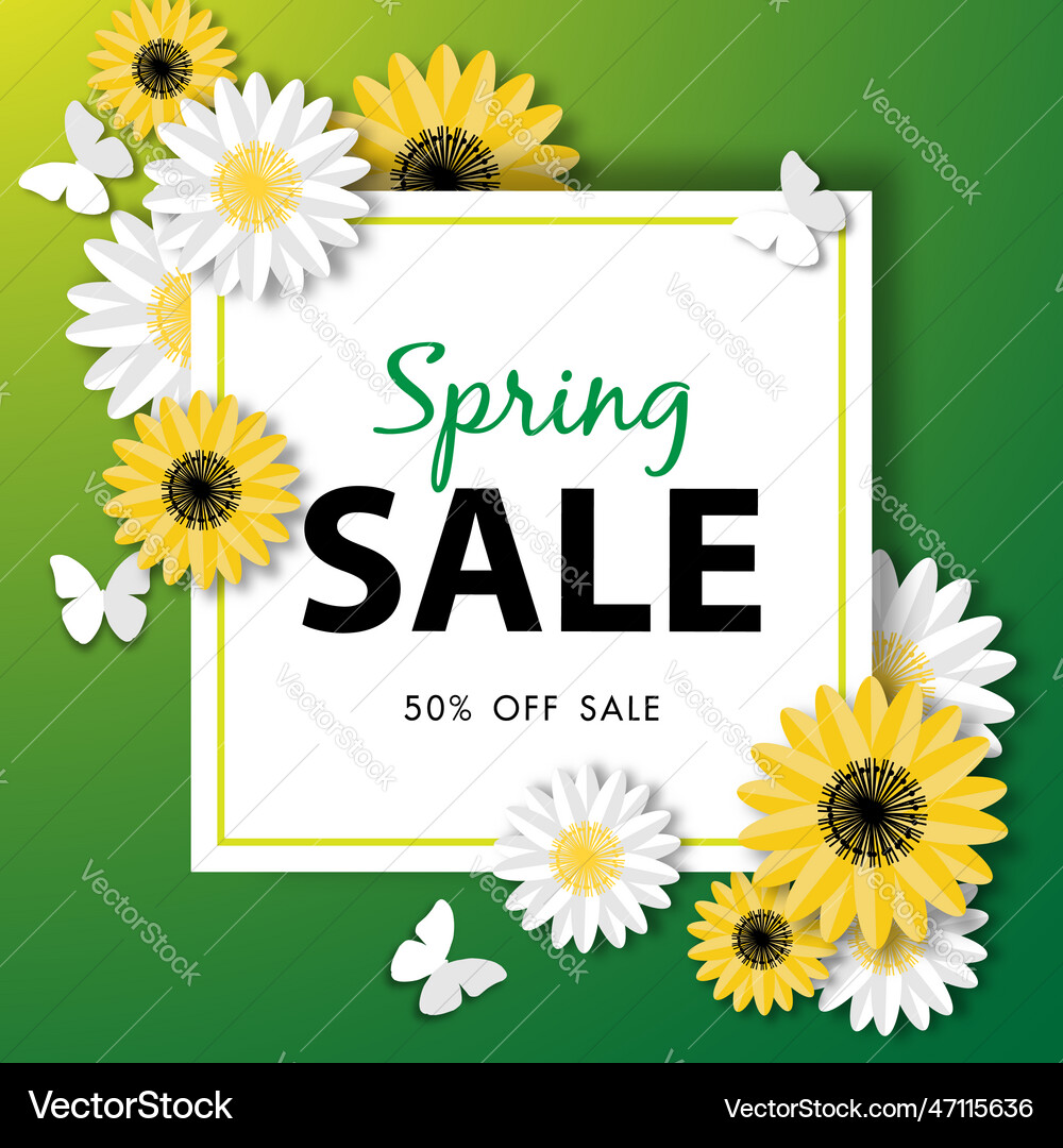 Spring sale background with beautiful flower Vector Image