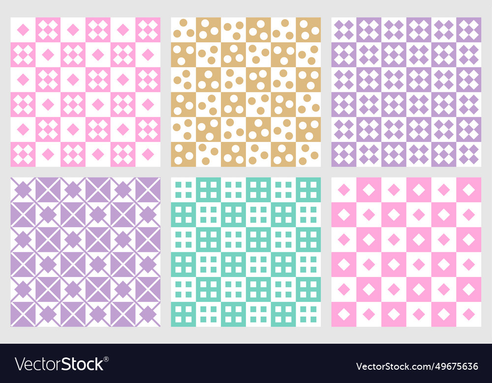 Various colorful check patterns Royalty Free Vector Image