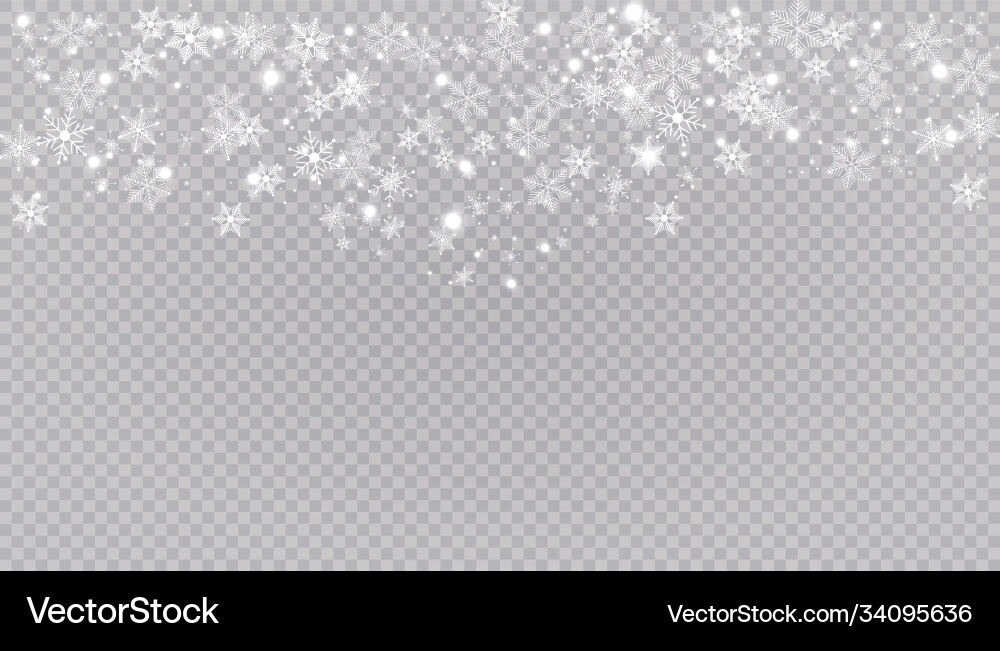 White snow flies on a transparent background Vector Image