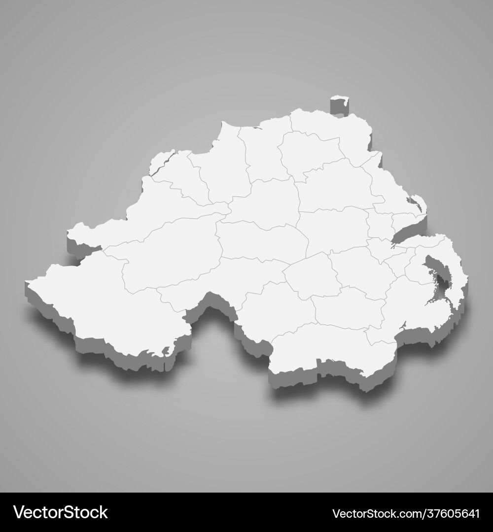 3d isometric map northern ireland isolated Vector Image