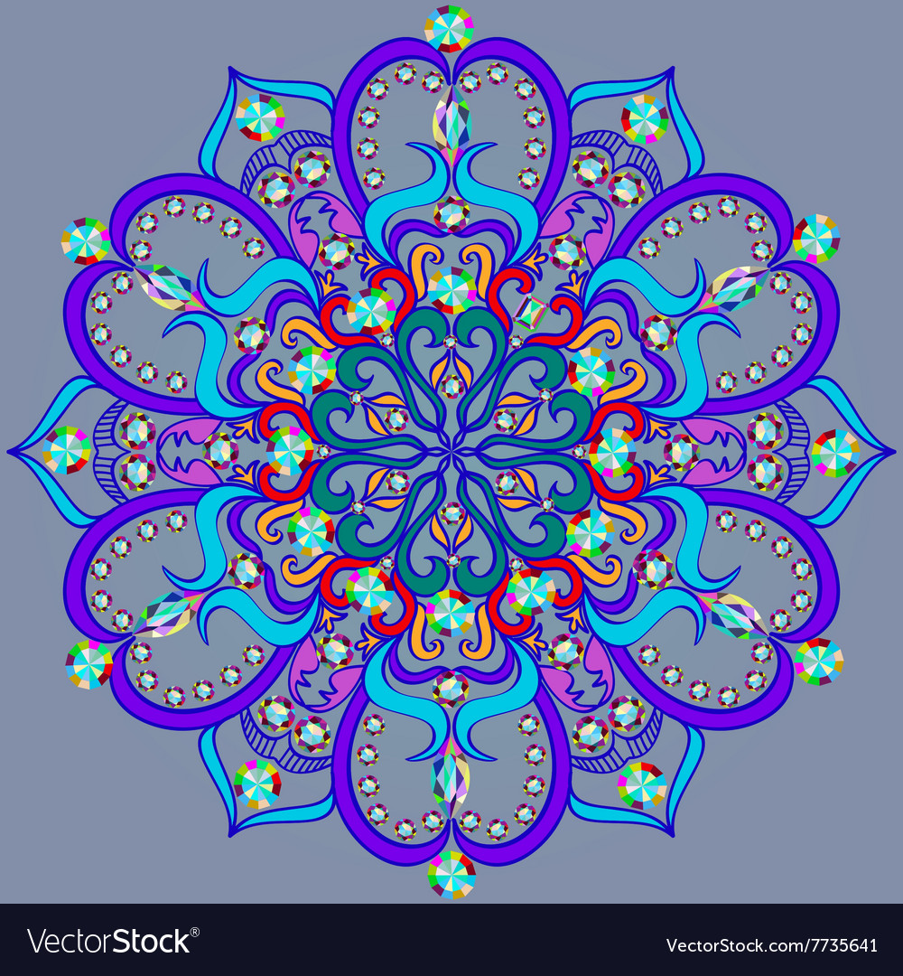 Background with bright round mandala pattern Vector Image